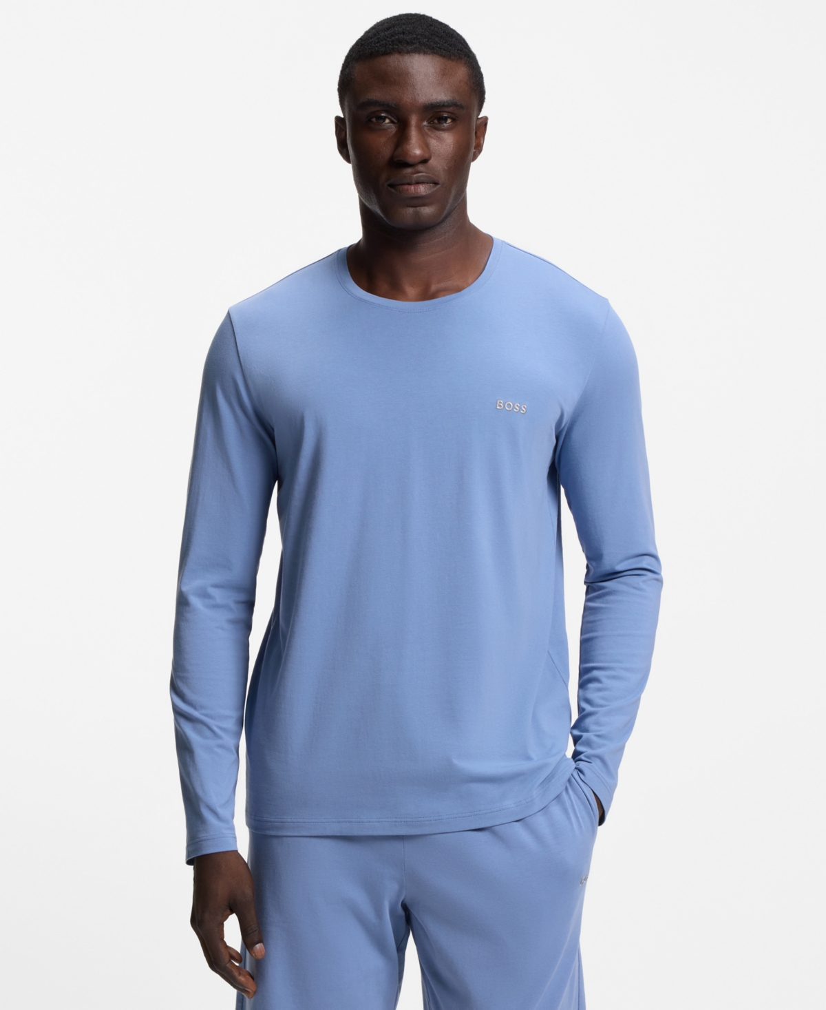 Click here for Boss Mens Long-Sleeve T-Shirt - Pastel Blue prices