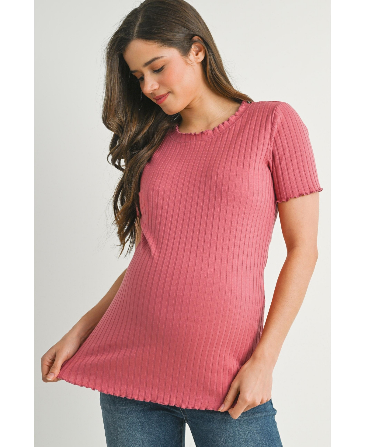 Click here for Hello Miz Womens Maternity Ribbed Crew Neck Short... prices