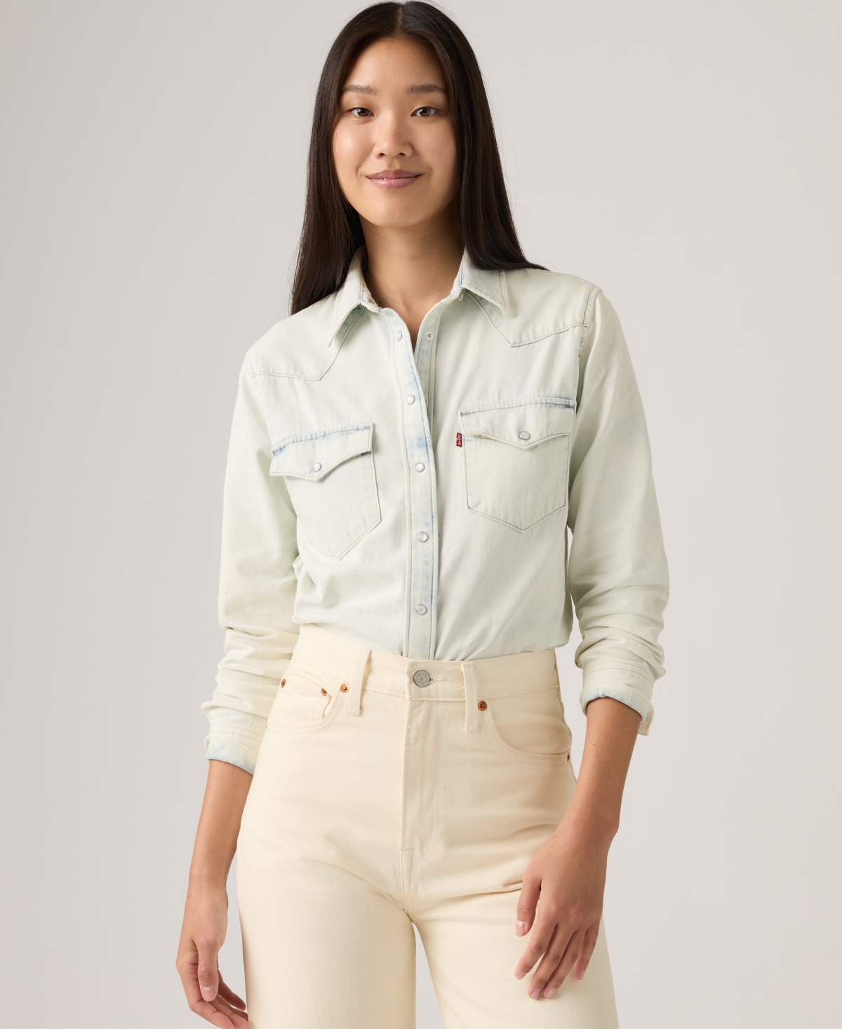 Click here for Levis Womens The Ultimate Western Cotton Denim Shi... prices