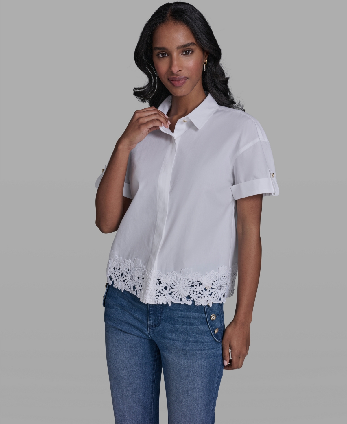 Click here for Karl Lagerfeld Paris Womens Collared Short-Sleeve... prices