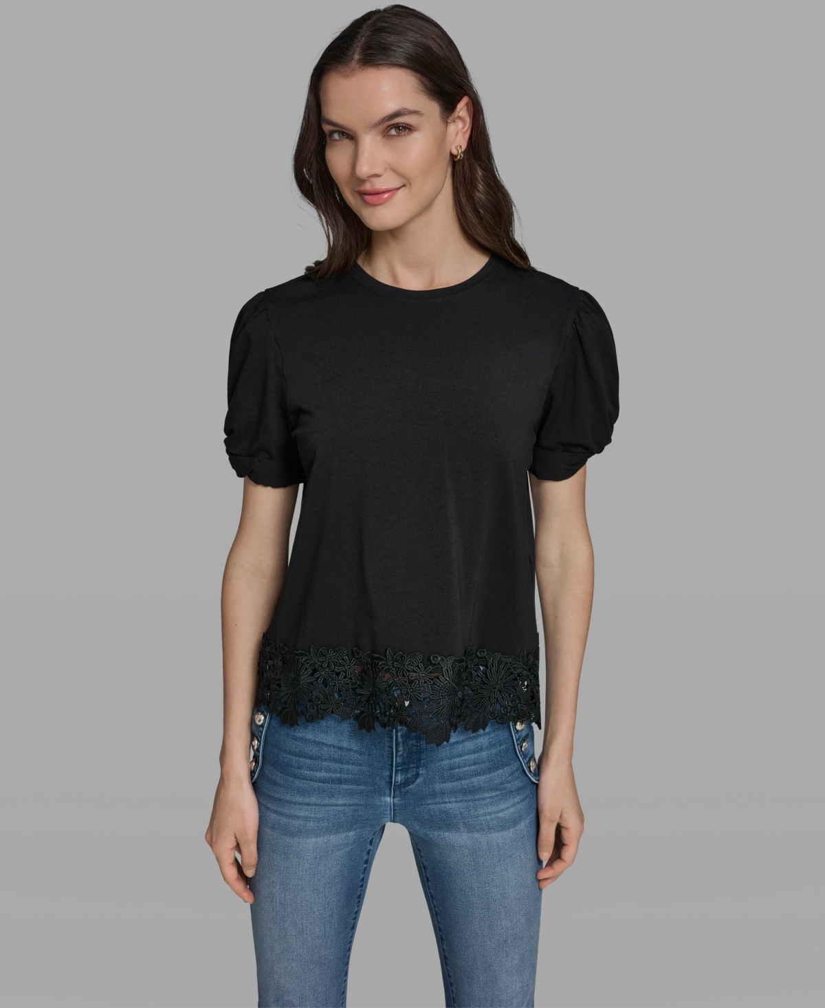 Karl Lagerfeld Paris Lace Trim Tee