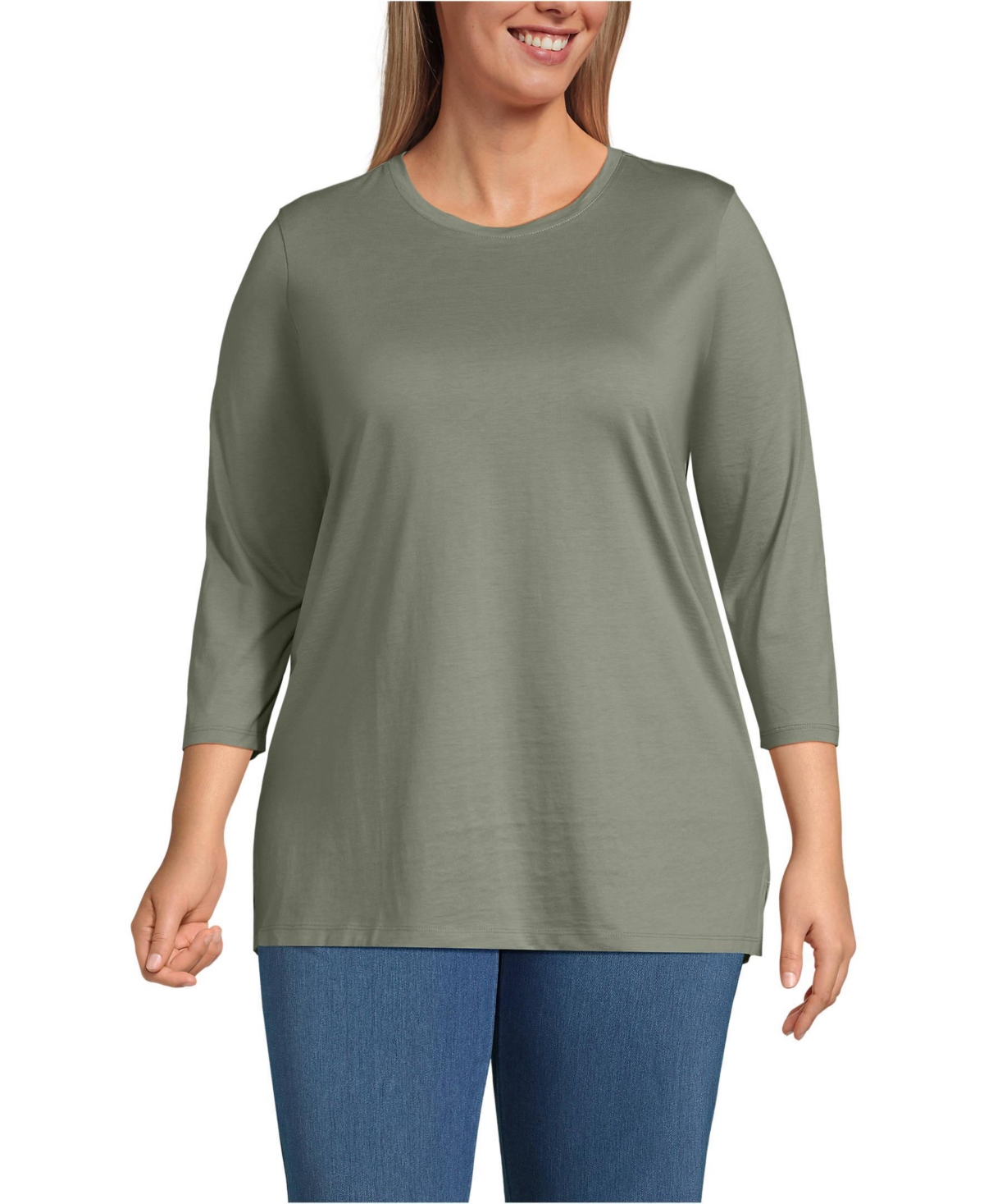 Click here for Lands End Plus Size 3/4 Sleeve Cotton Supima Tunic... prices