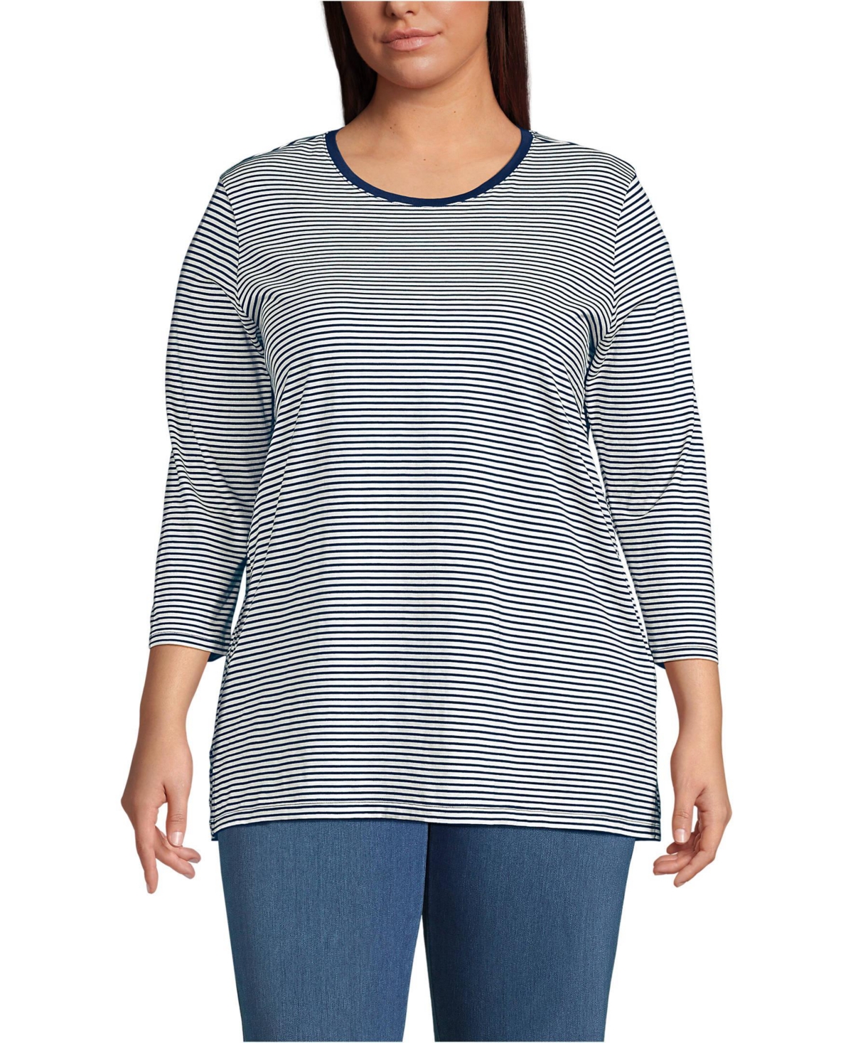 Click here for Lands End Plus Size 3/4 Sleeve Cotton Supima Tunic... prices