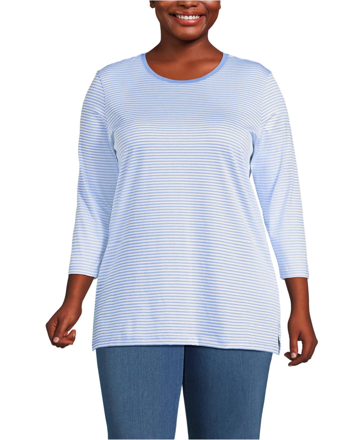 Click here for Lands End Plus Size 3/4 Sleeve Cotton Supima Tunic... prices