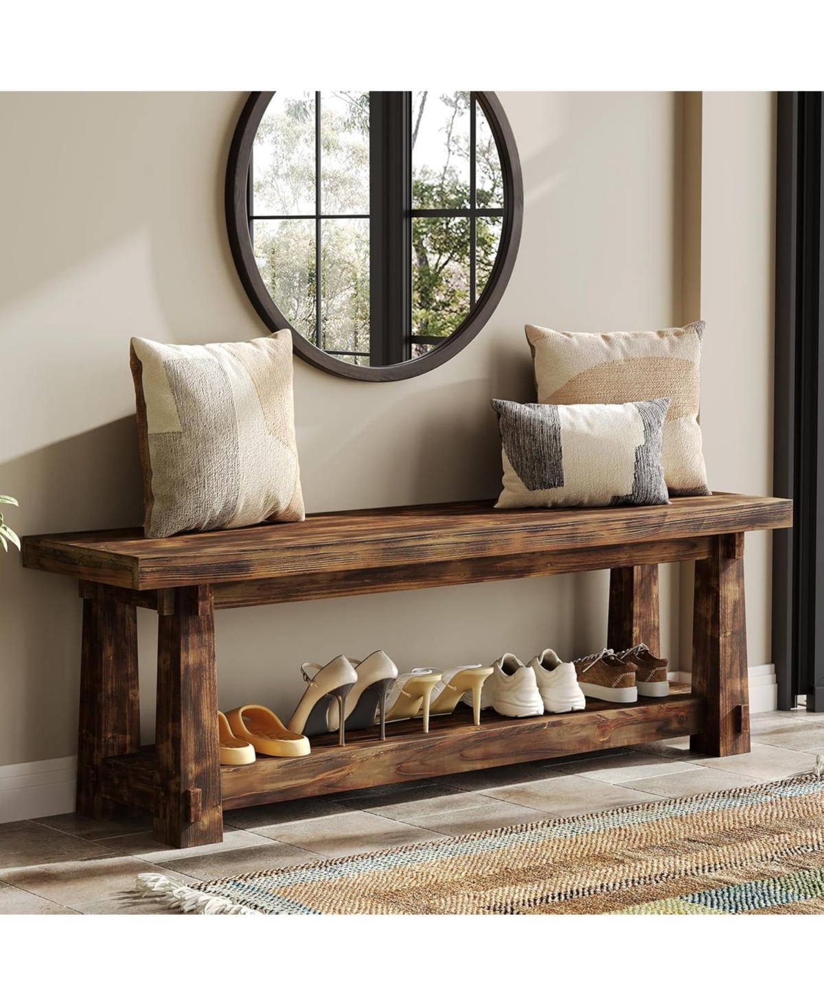 Click here for Tribesigns 55 Solid Wood Entryway Bench with Shoe... prices