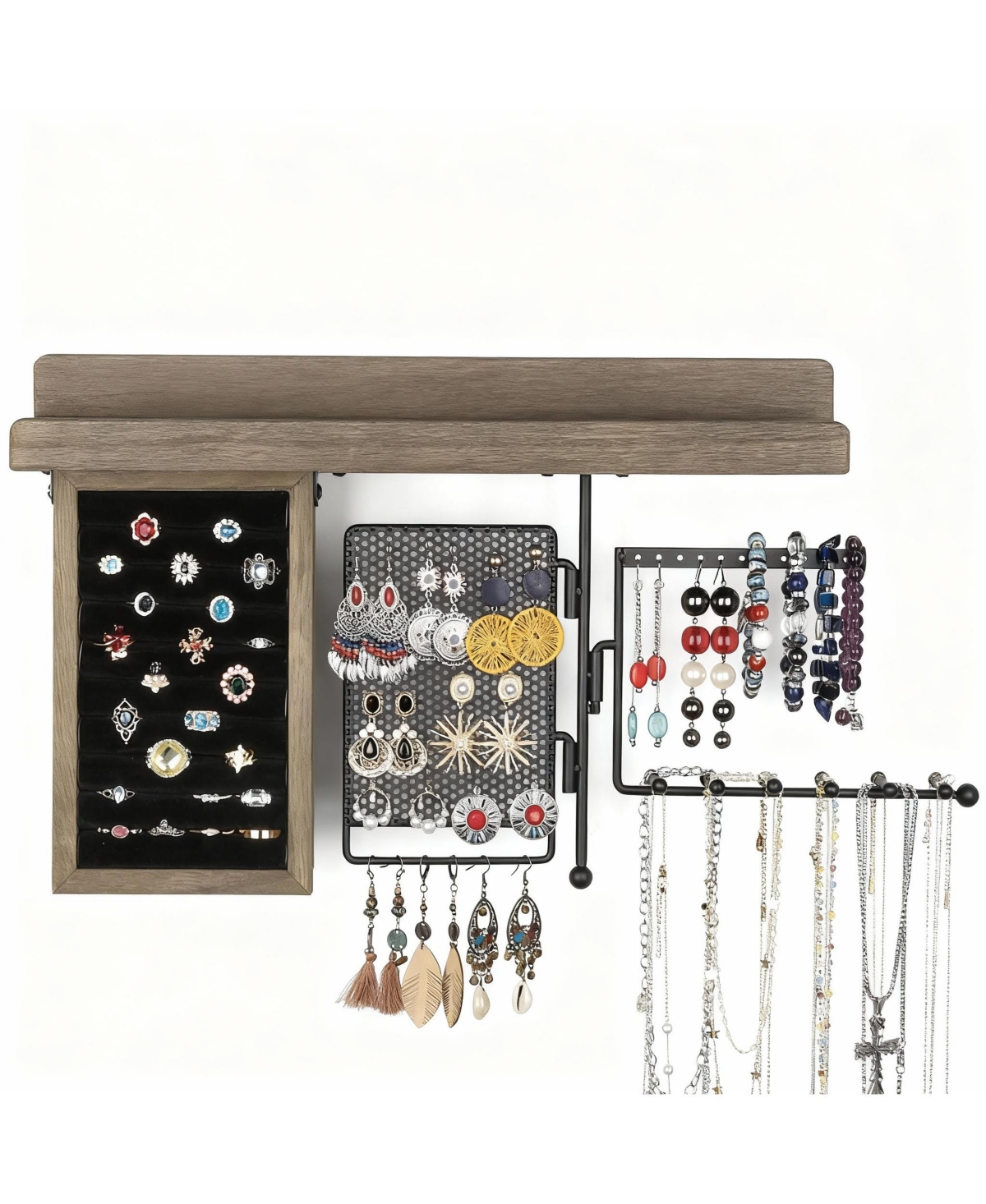 Click here for Yigii 4-in-1 Wall Hanging shelves: Wood Shelf  Rin... prices