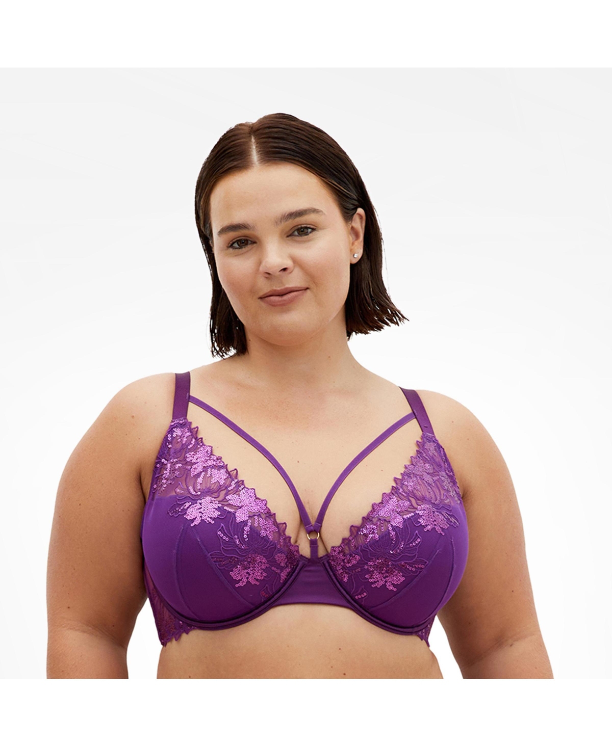 Click here for City Chic Womens Tara Plunge Contour Bra - Purple prices