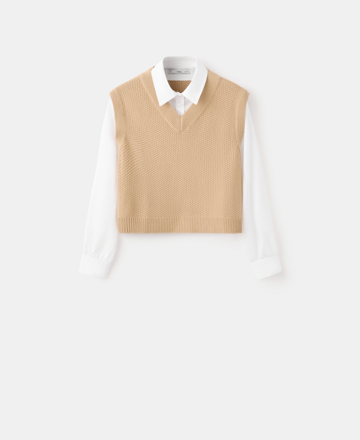 Click here for Mango Womens Combined V-Neck Sweater - Medium Brow... prices