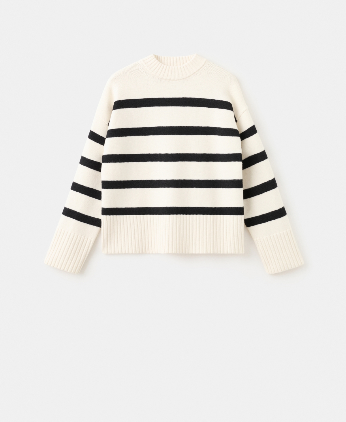 Click here for Mango Womens Knit Striped Sweater - Ecru prices