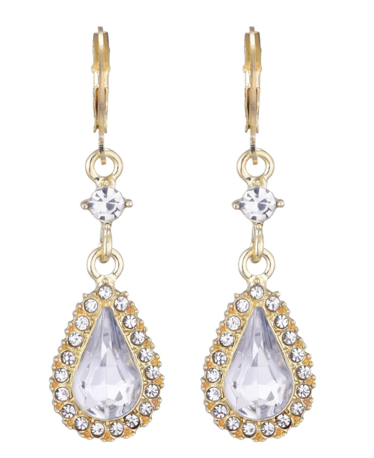 Click here for Adornia Gold Crystal Pear Halo Drop Earrings - Gol... prices