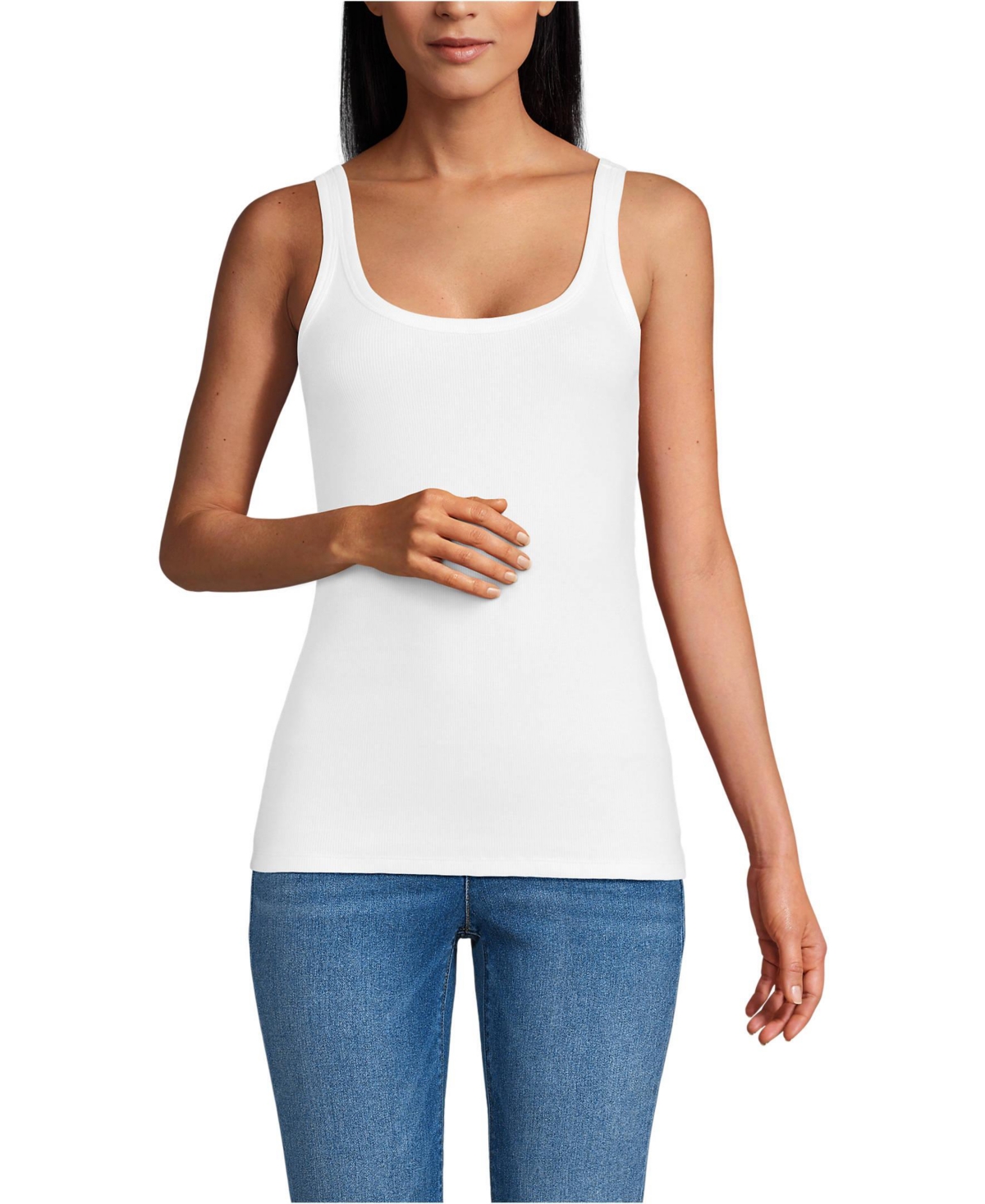 Click here for Lands End Womens Micro Rib Go-To Layering Tank Top... prices