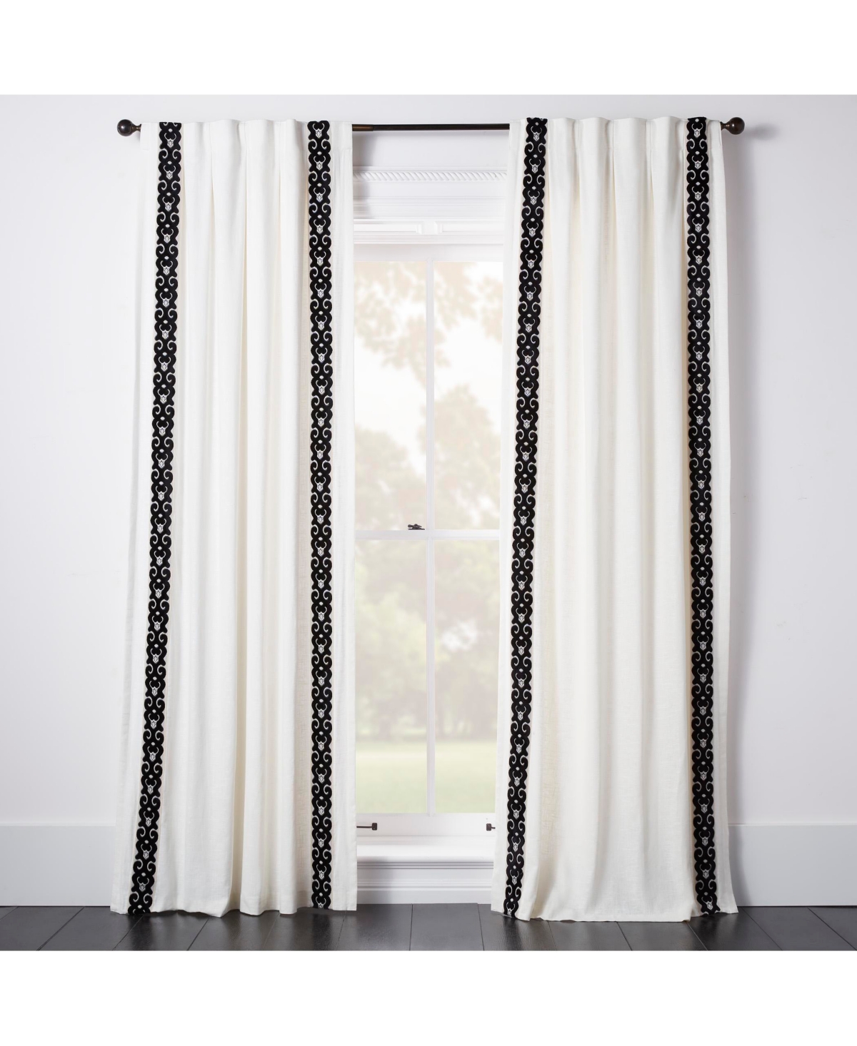 Click here for Z Gallerie Chloe Velvet Scroll Curtain - White prices