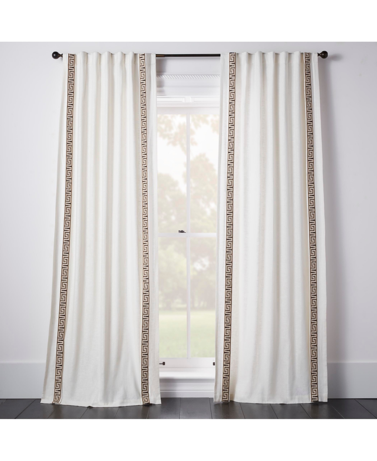 Click here for Z Gallerie Chloe Velvet Greek Key Curtains - White prices
