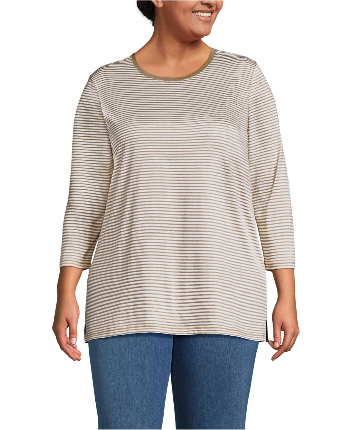 Click here for Lands End Plus Size 3/4 Sleeve Cotton Supima Tunic... prices