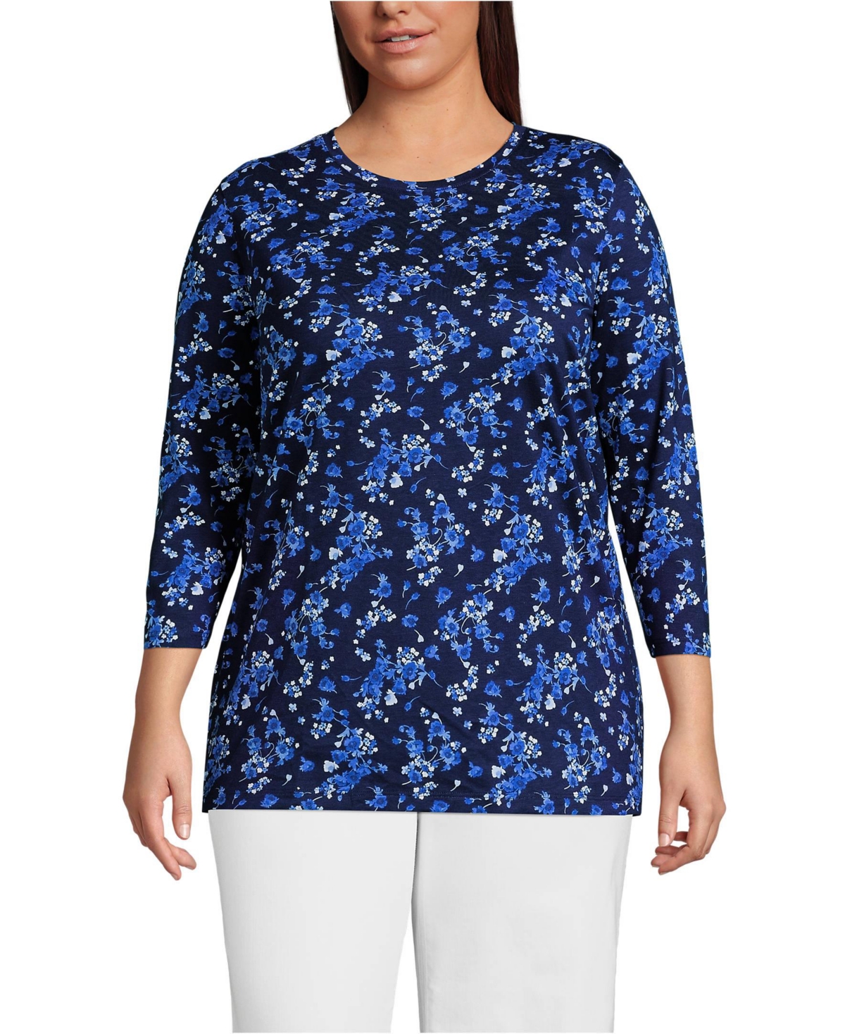 Click here for Lands End Plus Size 3/4 Sleeve Cotton Supima Tunic... prices