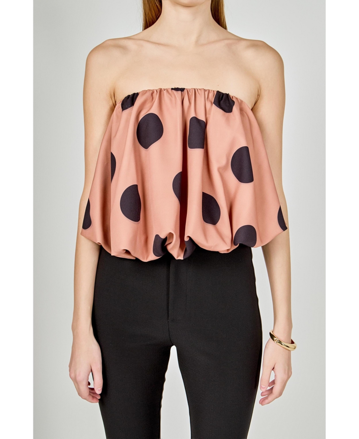Click here for endless rose Womens Polka Dot Bubble Tube Top - Br... prices