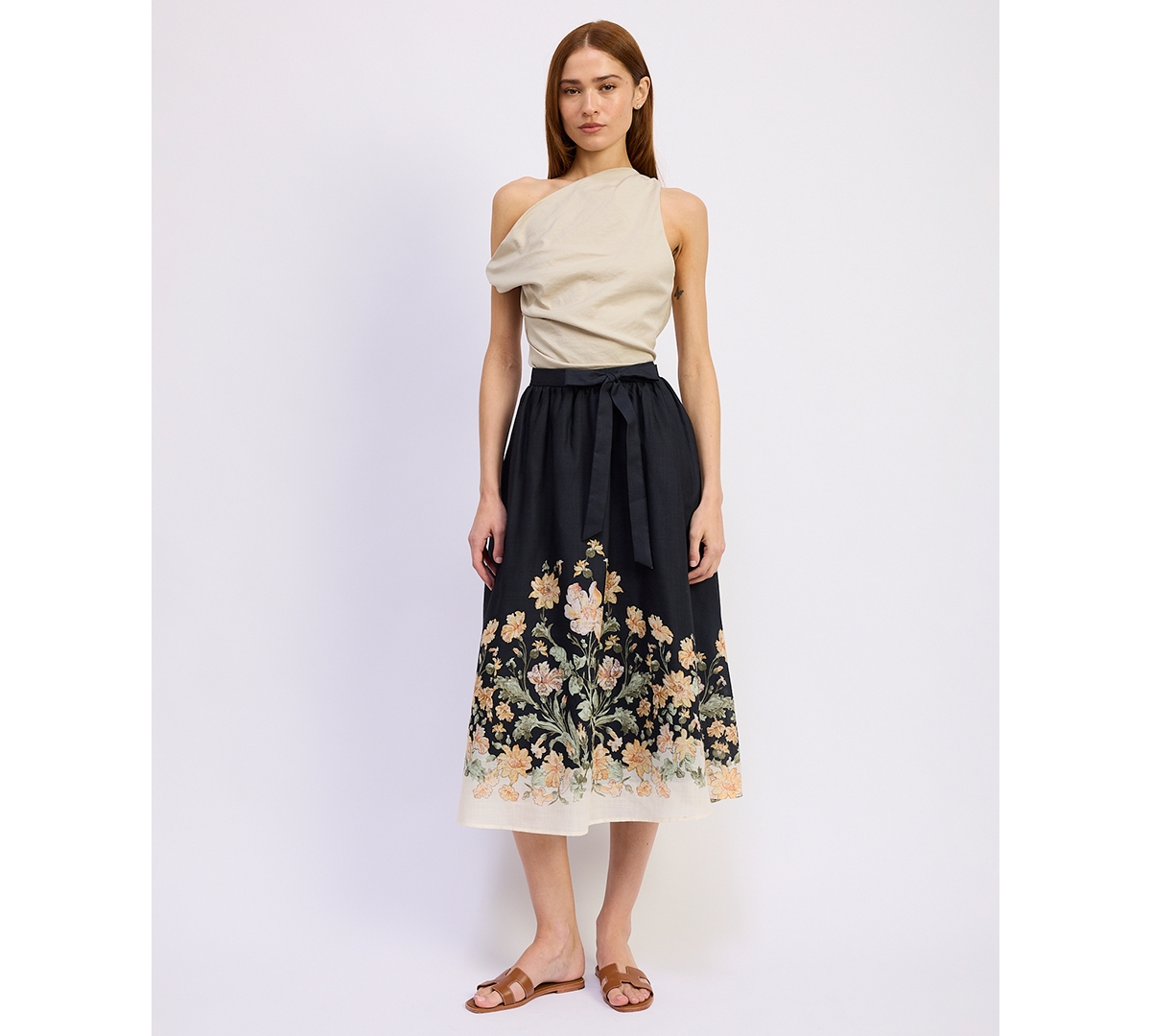 Click here for En Saison Womens Iris Pull-On Midi Skirt - Black prices