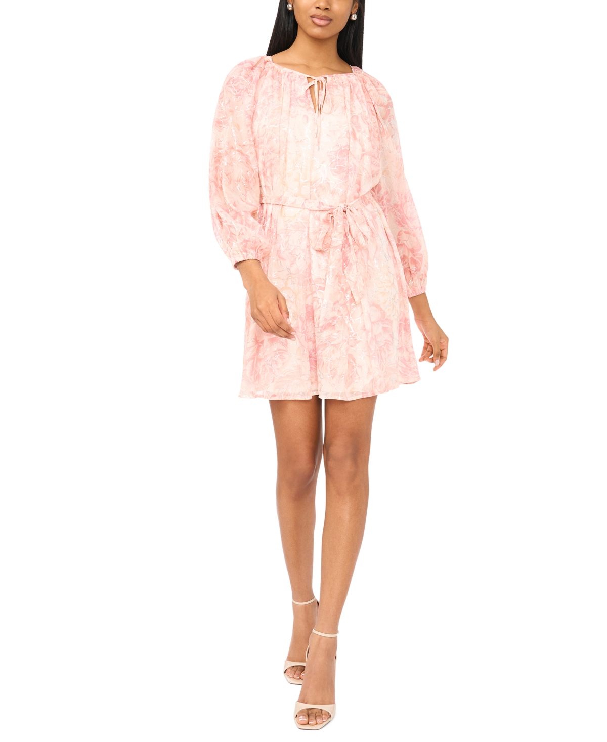 Click here for Msk Womens Tie-Neck Mini Dress - Blush prices