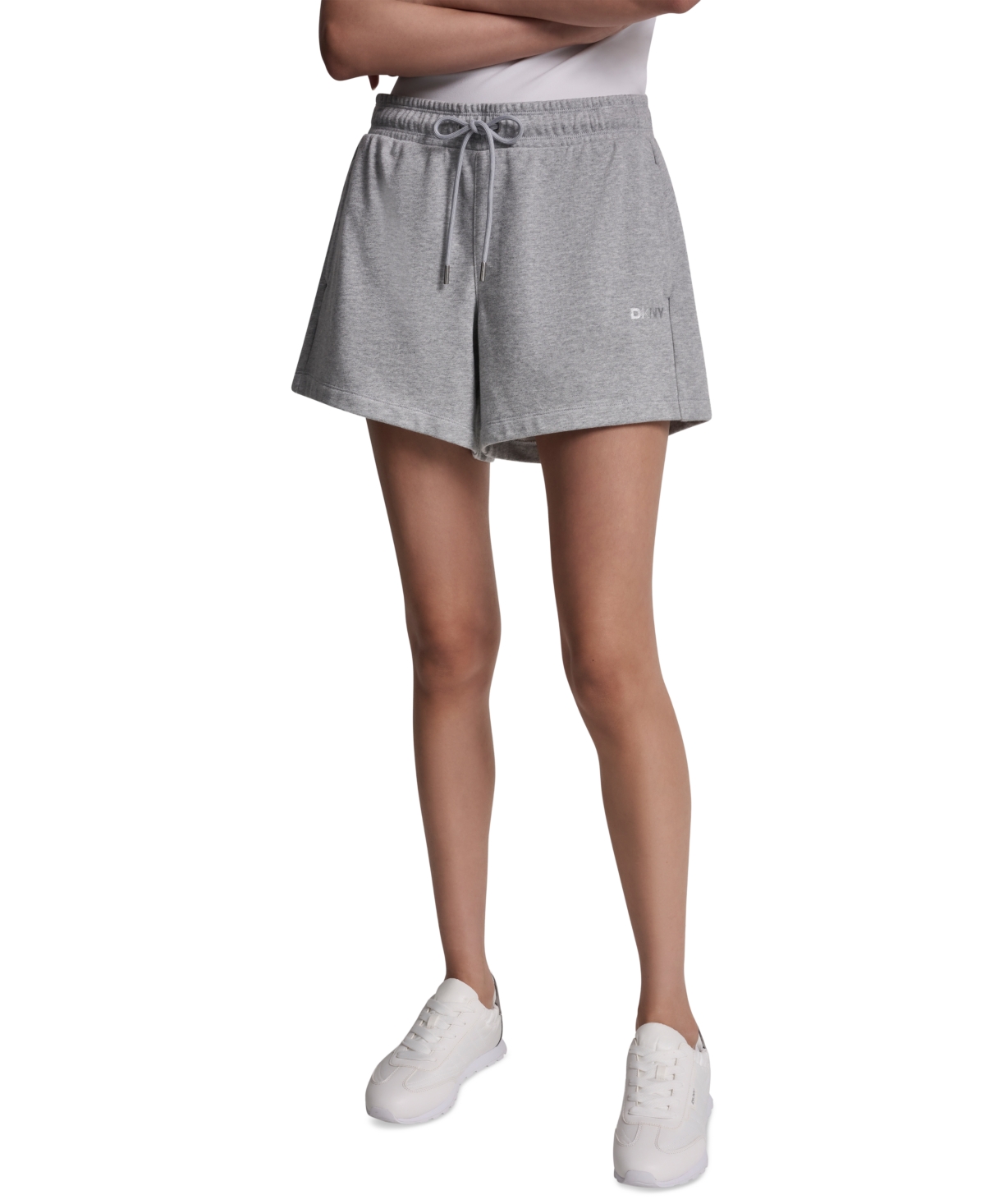 Click here for Dkny Sport Womens Foil Logo Shorts - Pearl Gray He... prices