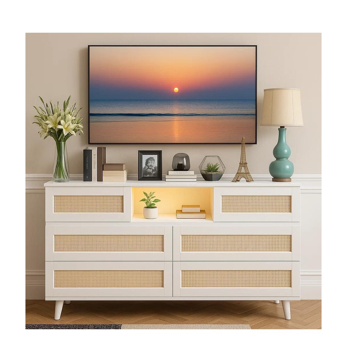 Click here for gaomon Rattan Wooden Dresser for Bedroom with 6 Dr... prices