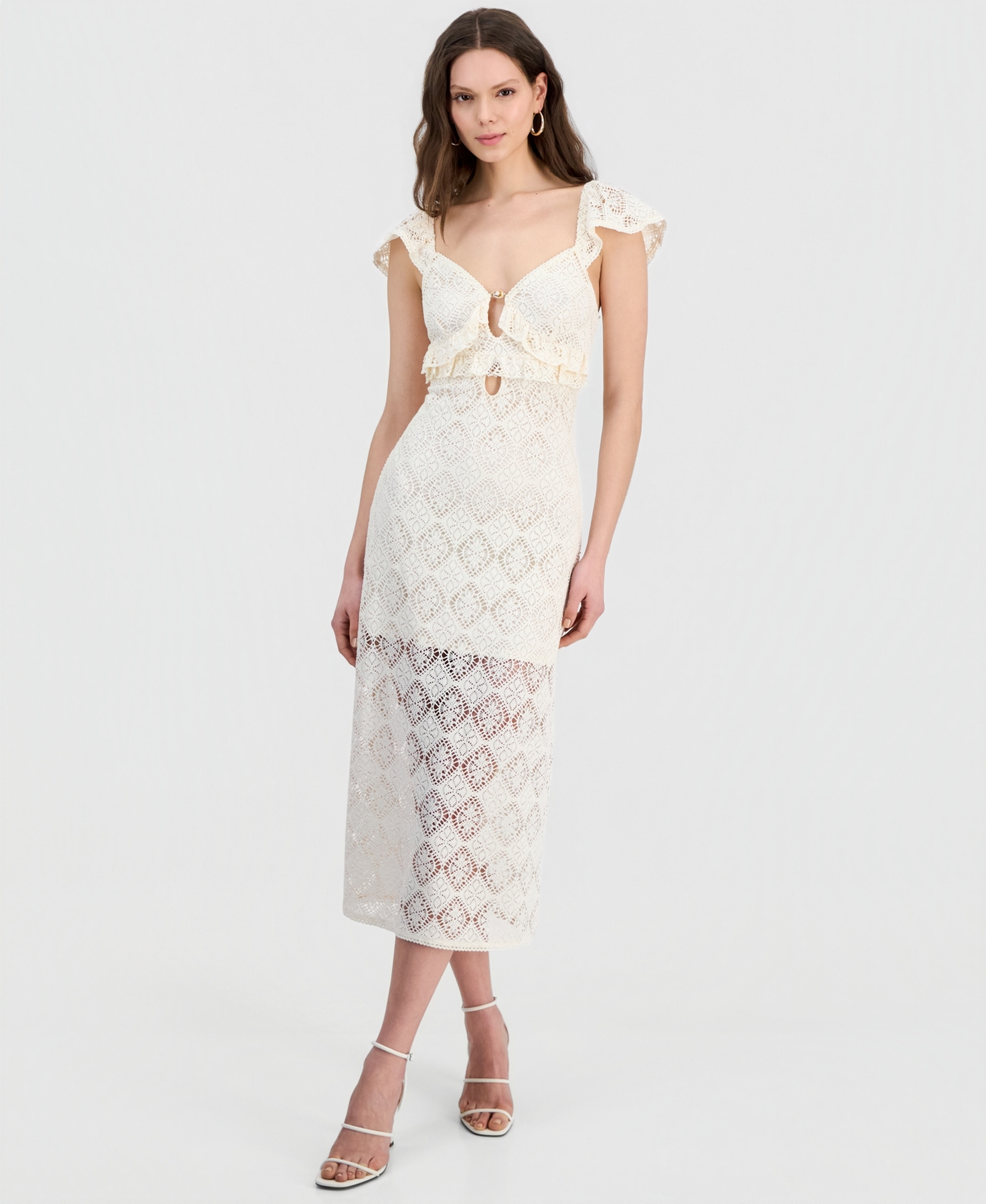 Click here for 14th Place Juniors Cap-Sleeve Crochet Midi Dress -... prices