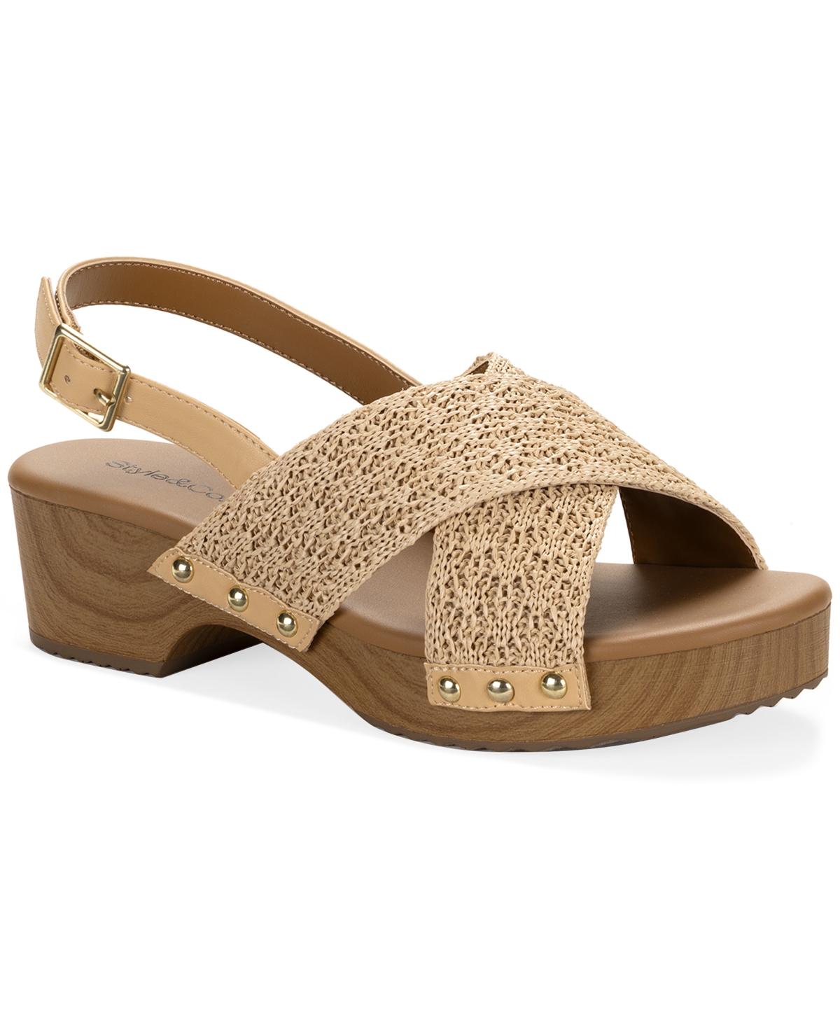 Click here for Style & Co Womens Devynn X-Band Raffia Round Toe S... prices