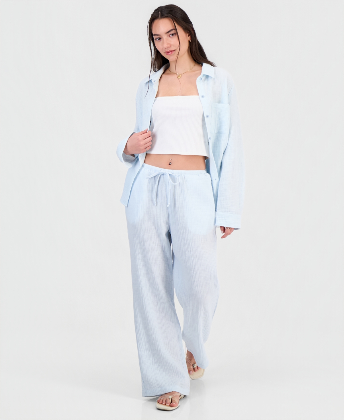 Click here for Indigo Rein Juniors Cotton Gauze Shirt - Ice Melt prices