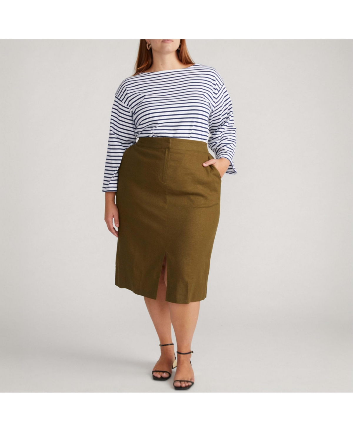 Click here for Universal Standard Plus Size Wooster Linen Skirt -... prices