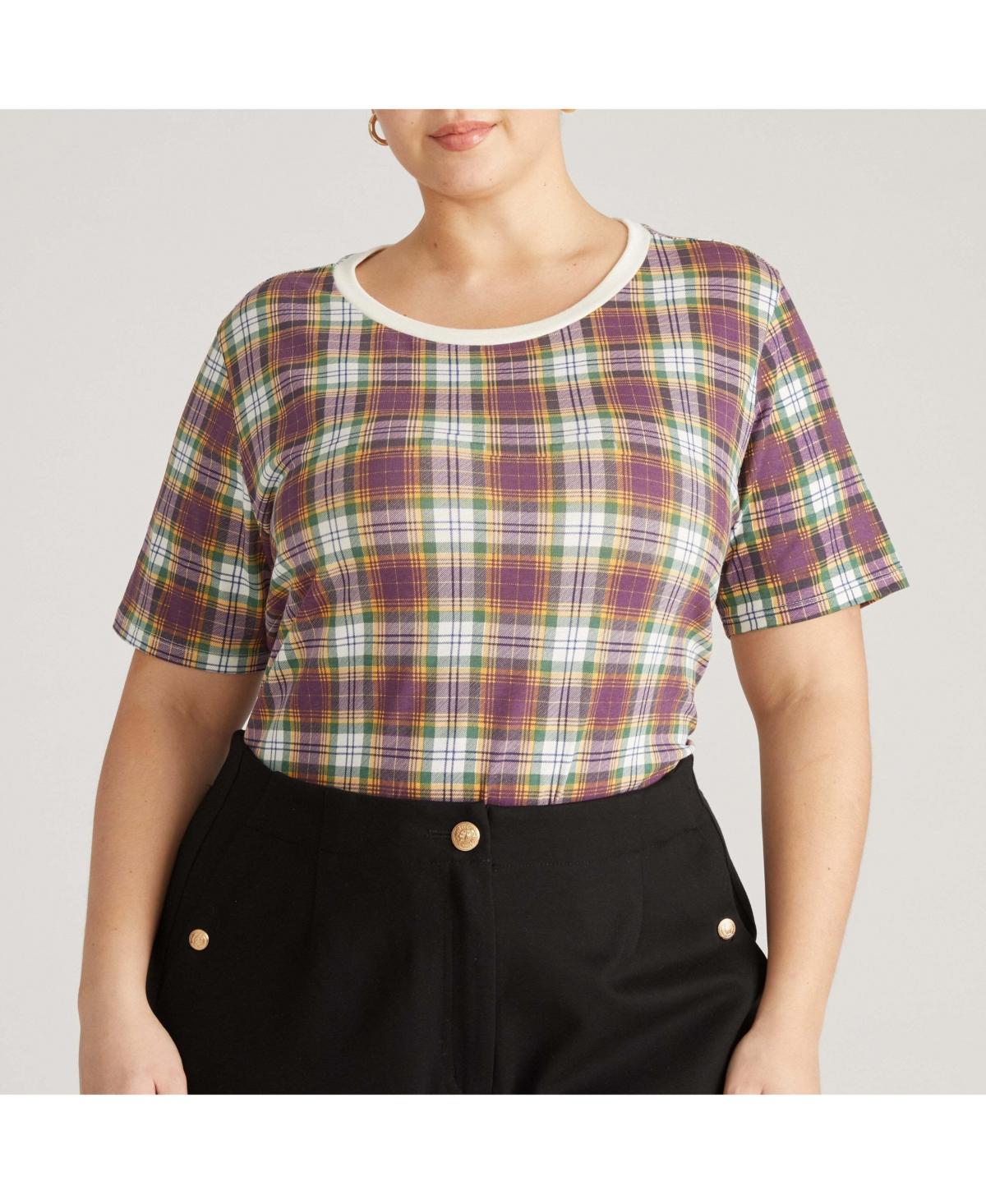 Click here for Universal Standard Womens Plus Size Tee Rex - Purp... prices