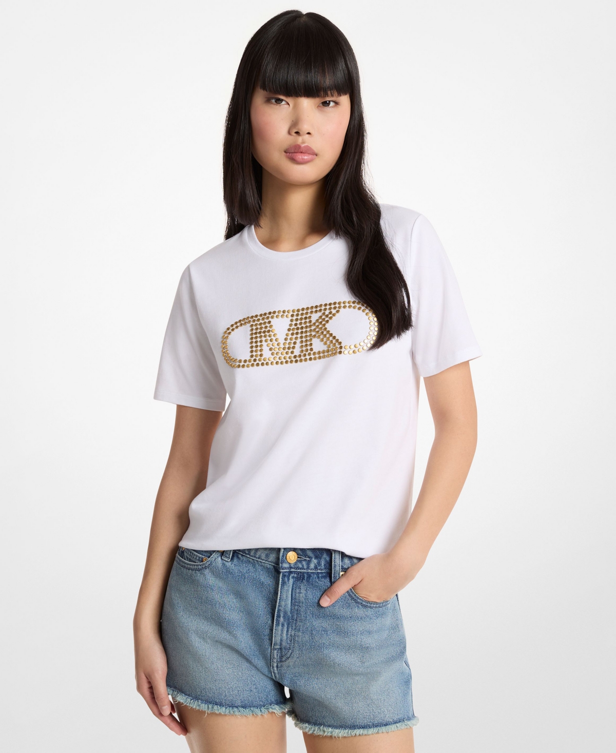 Click here for Michael Kors Womens Empire Stud Classic Crewneck T... prices