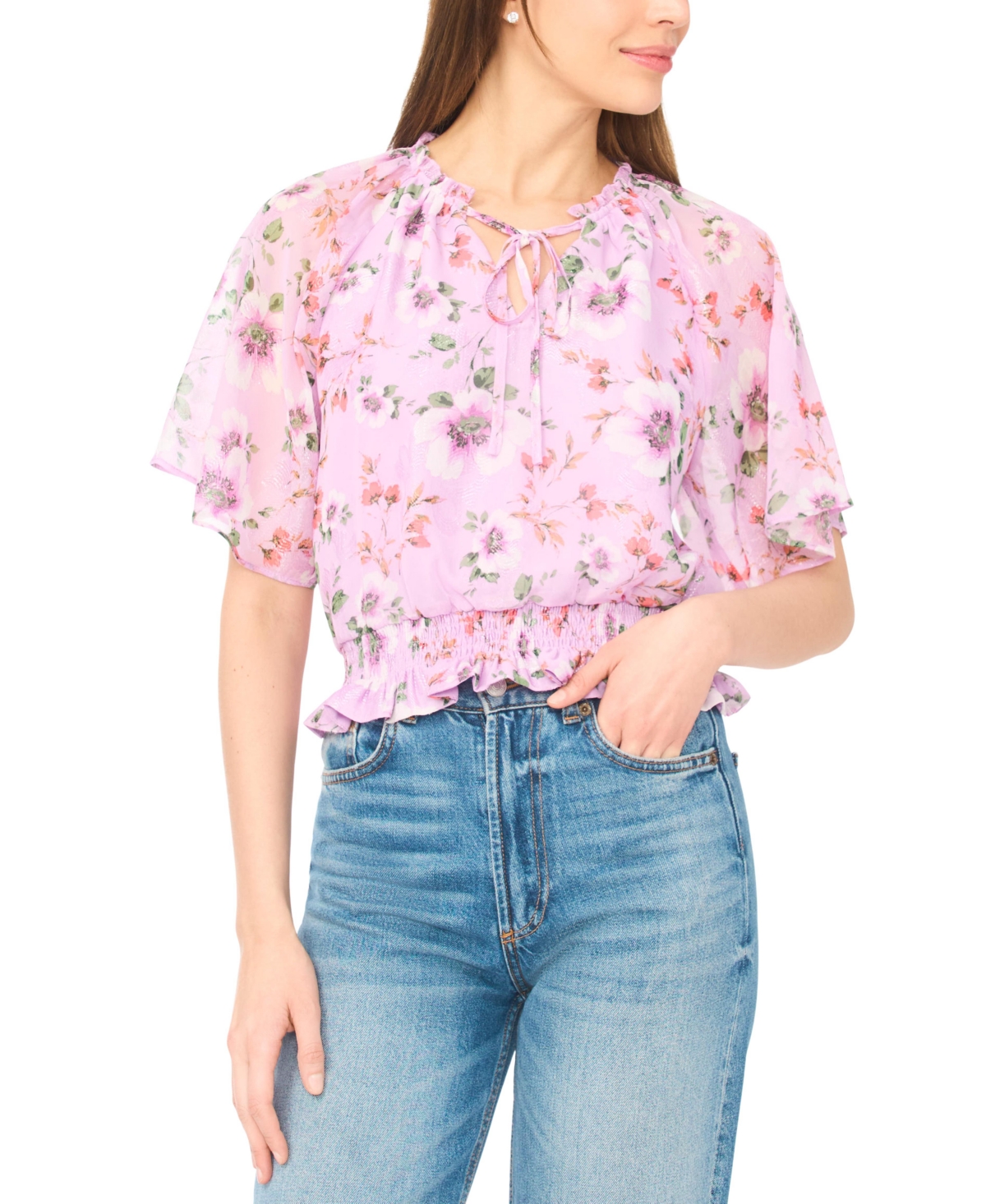 Click here for CeCe Womens Raglan Sleeves Keyhole Elastic Waist T... prices