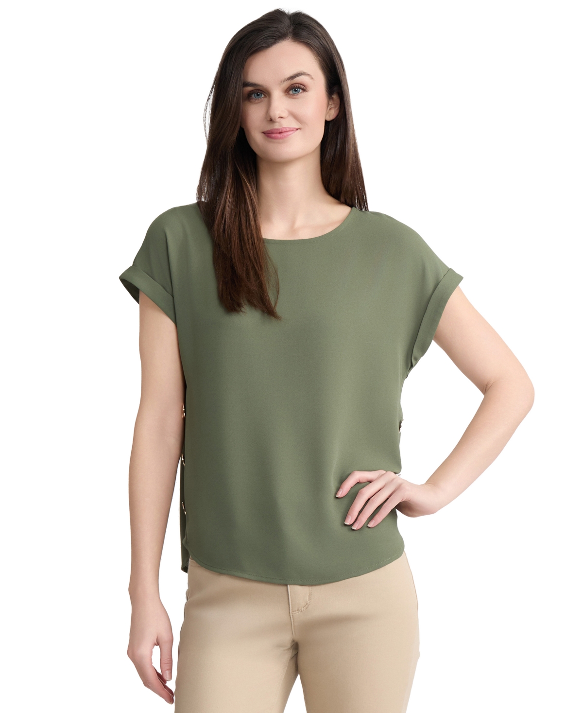 Click here for Jones New York Womens Short-Sleeve Button Detail B... prices