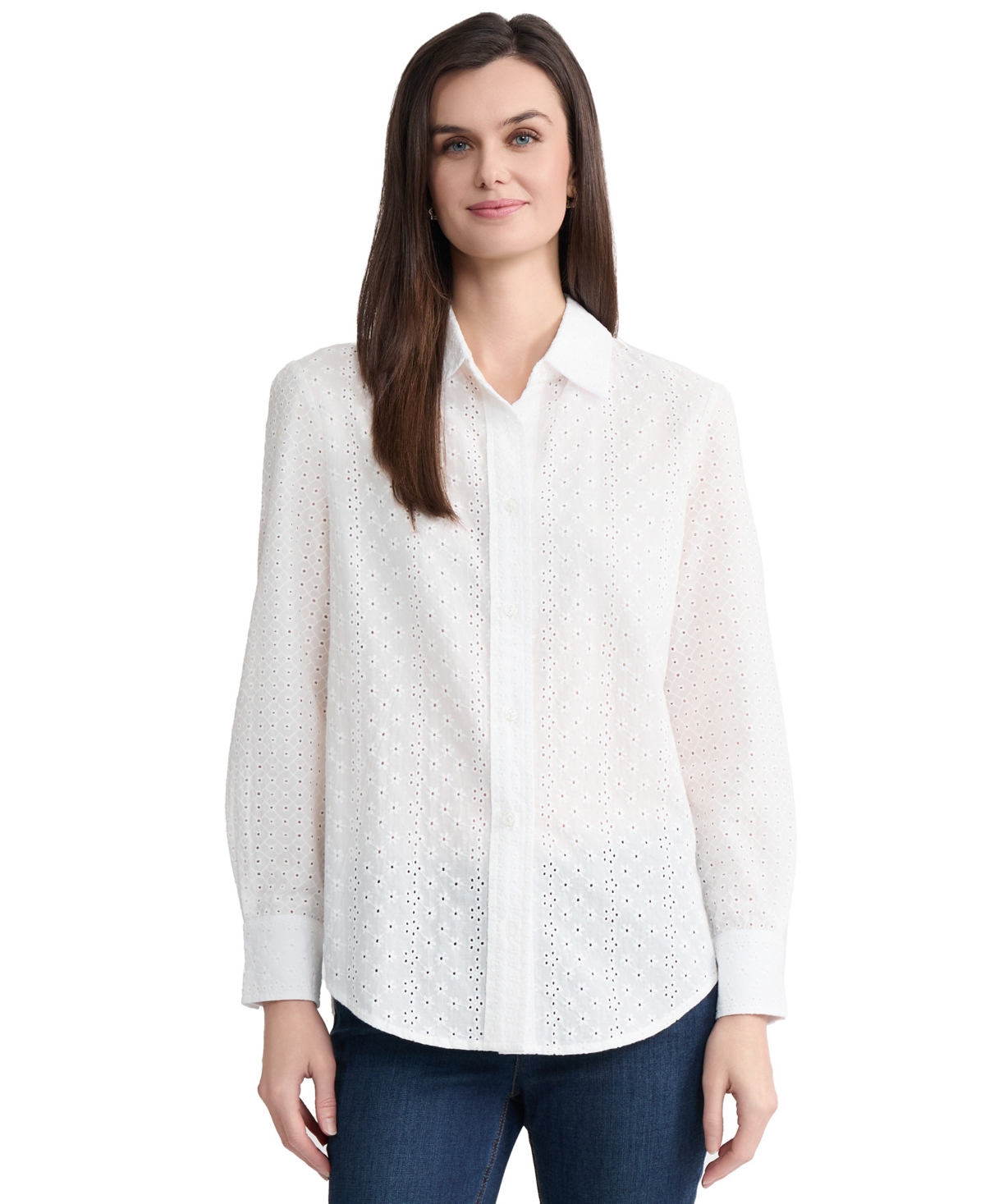 Click here for Jones New York Womens Collared Neck Shirt - Nyc Wh... prices