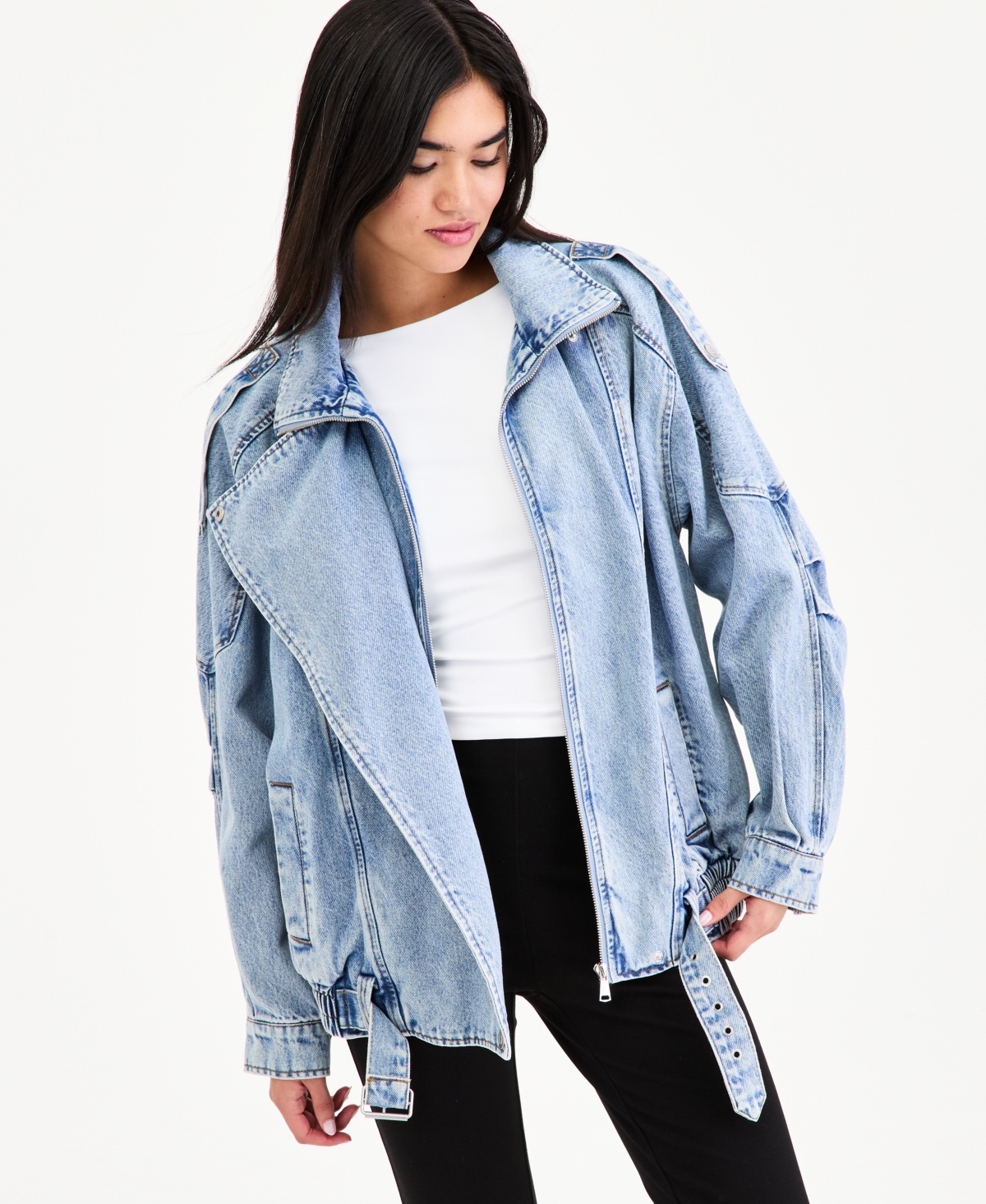 Click here for Bar Iii Womens Oversized Denim Bomber Jacket  Macy... prices