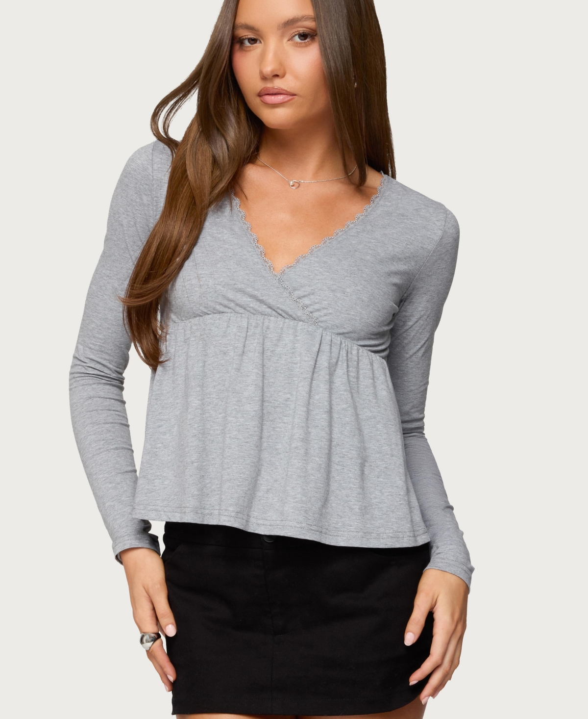 Click here for Edikted Womens Kenzie Long Sleeve Babydoll Top - G... prices