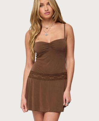 Edikted Women's Zurie Lacey Drop Waist Mini Dress - Macy's