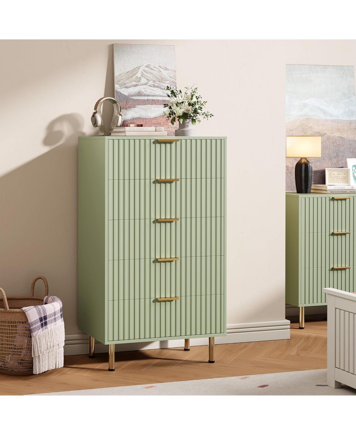 Click here for gaomon Fluted 5 Drawer Dresser for Bedroom  48 in... prices