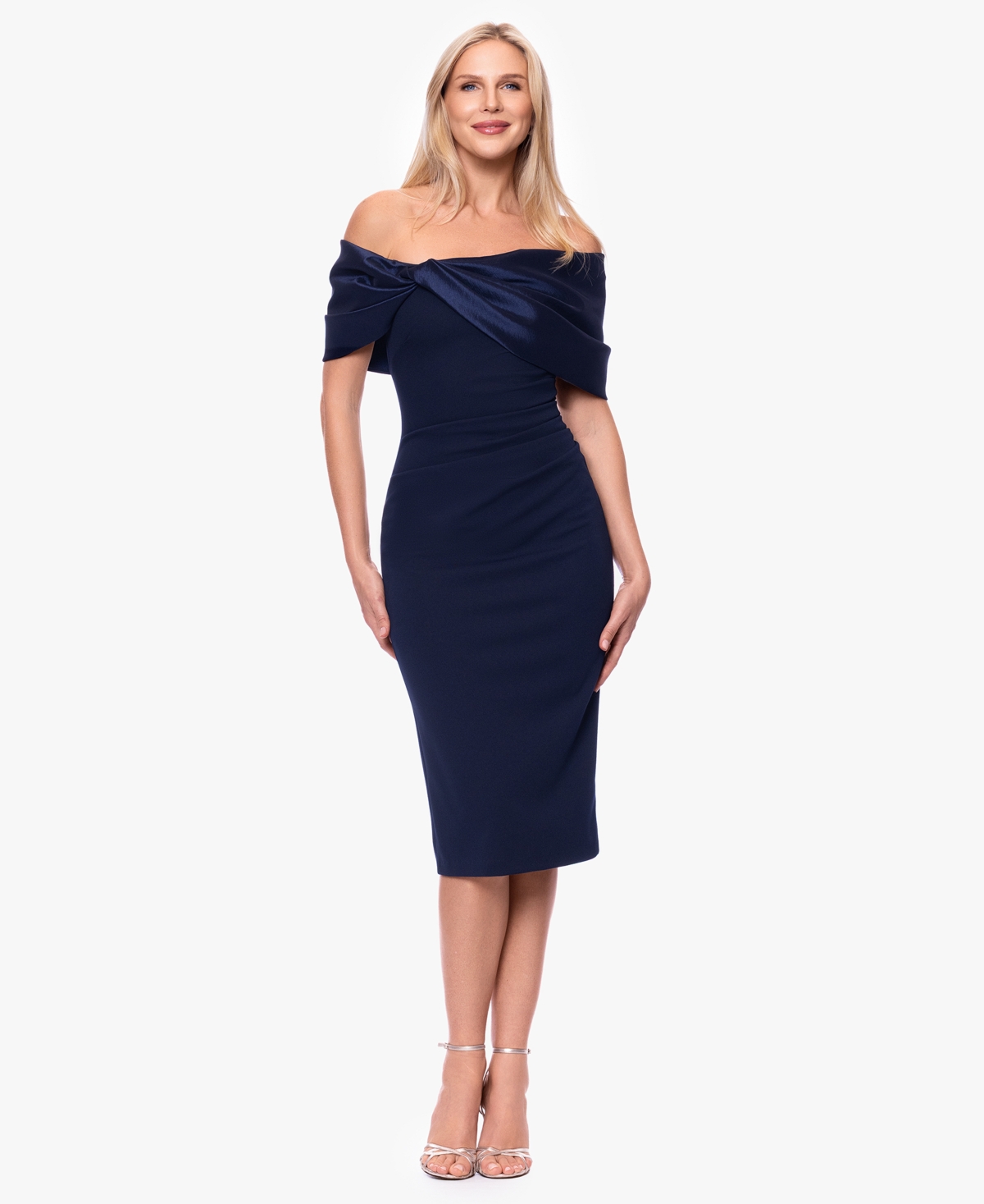 Click here for Betsy & Adam Womens Off-The-Shoulder Midi Dress -... prices