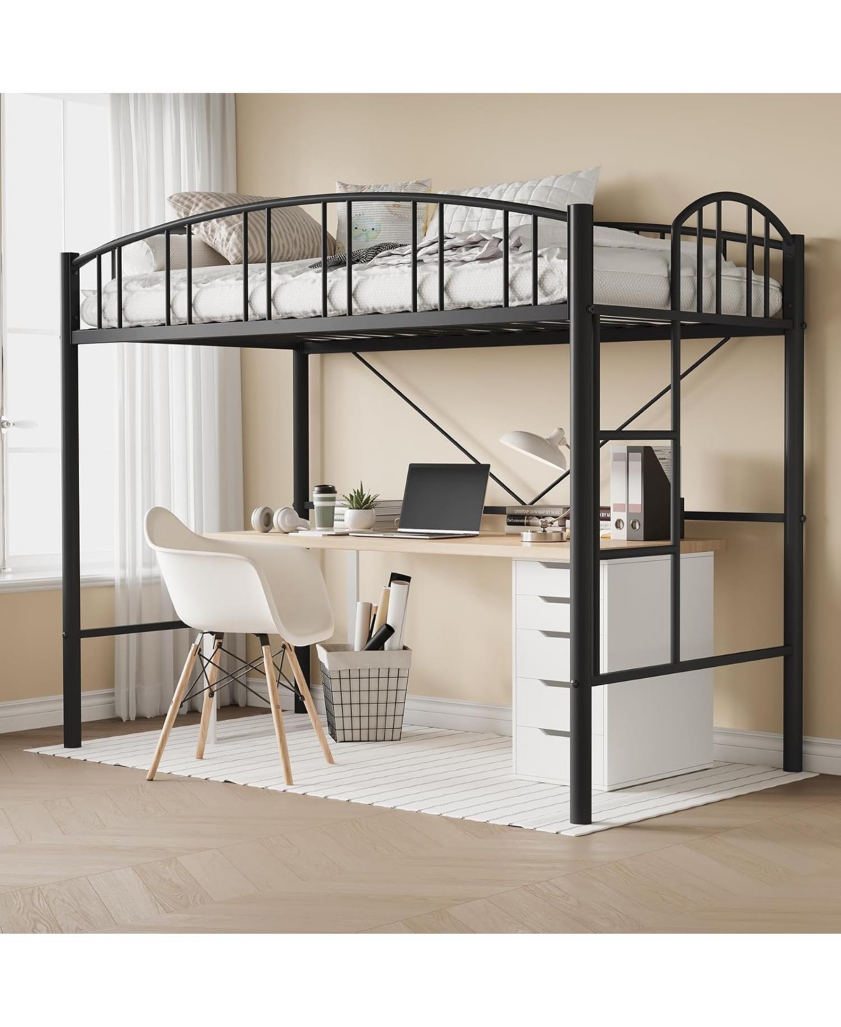 Click here for Draft - gaomon Twin Metal Loft Bed  Black  Steel B... prices