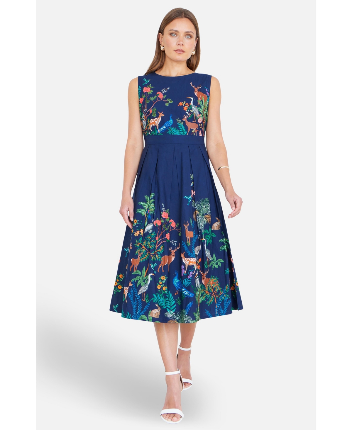 Click here for Yumi Womens Animal Print Cotton Midi Skater Dress... prices