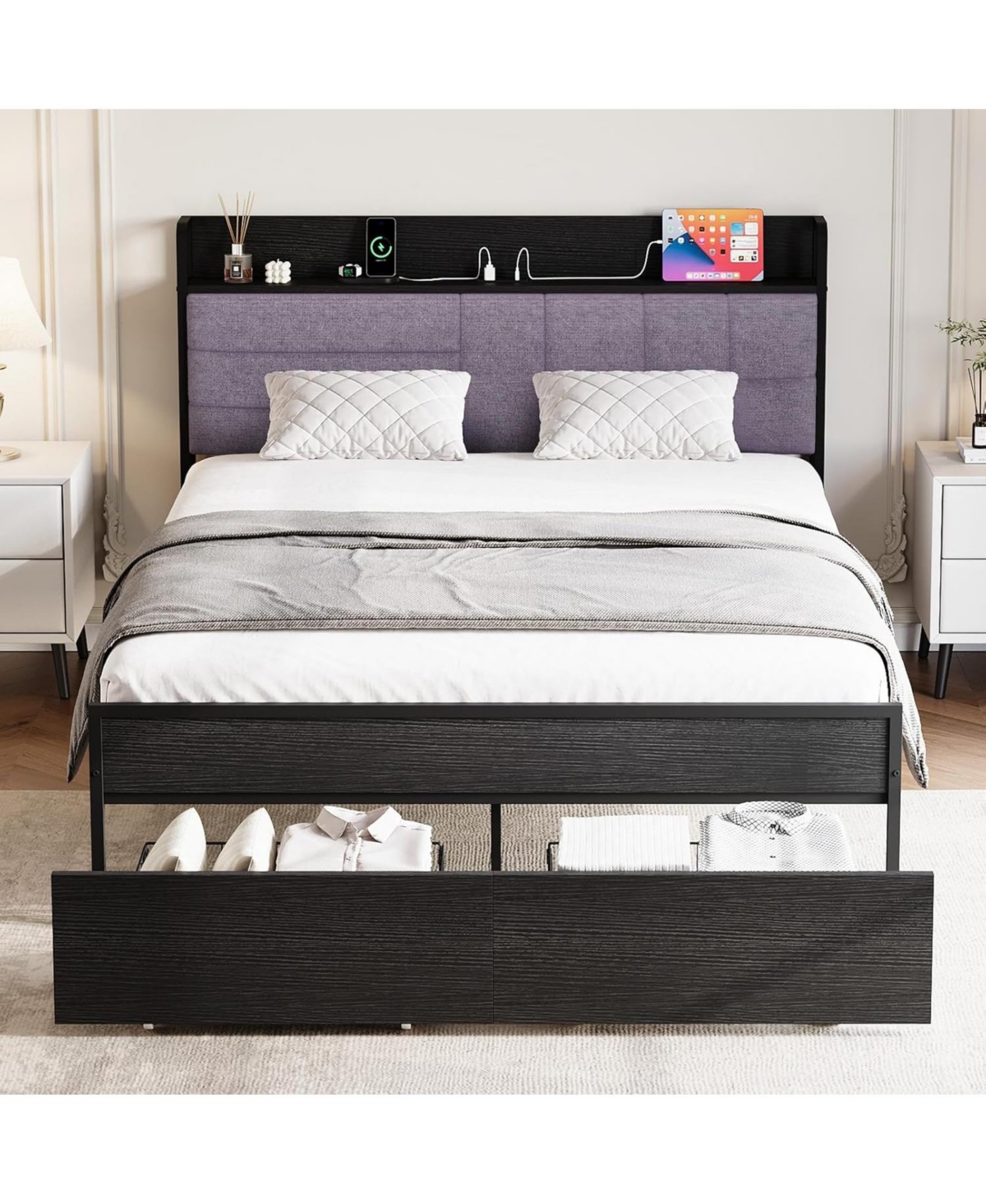 Click here for gaomon Queen Size Upholstered Bed Frame with Stora... prices