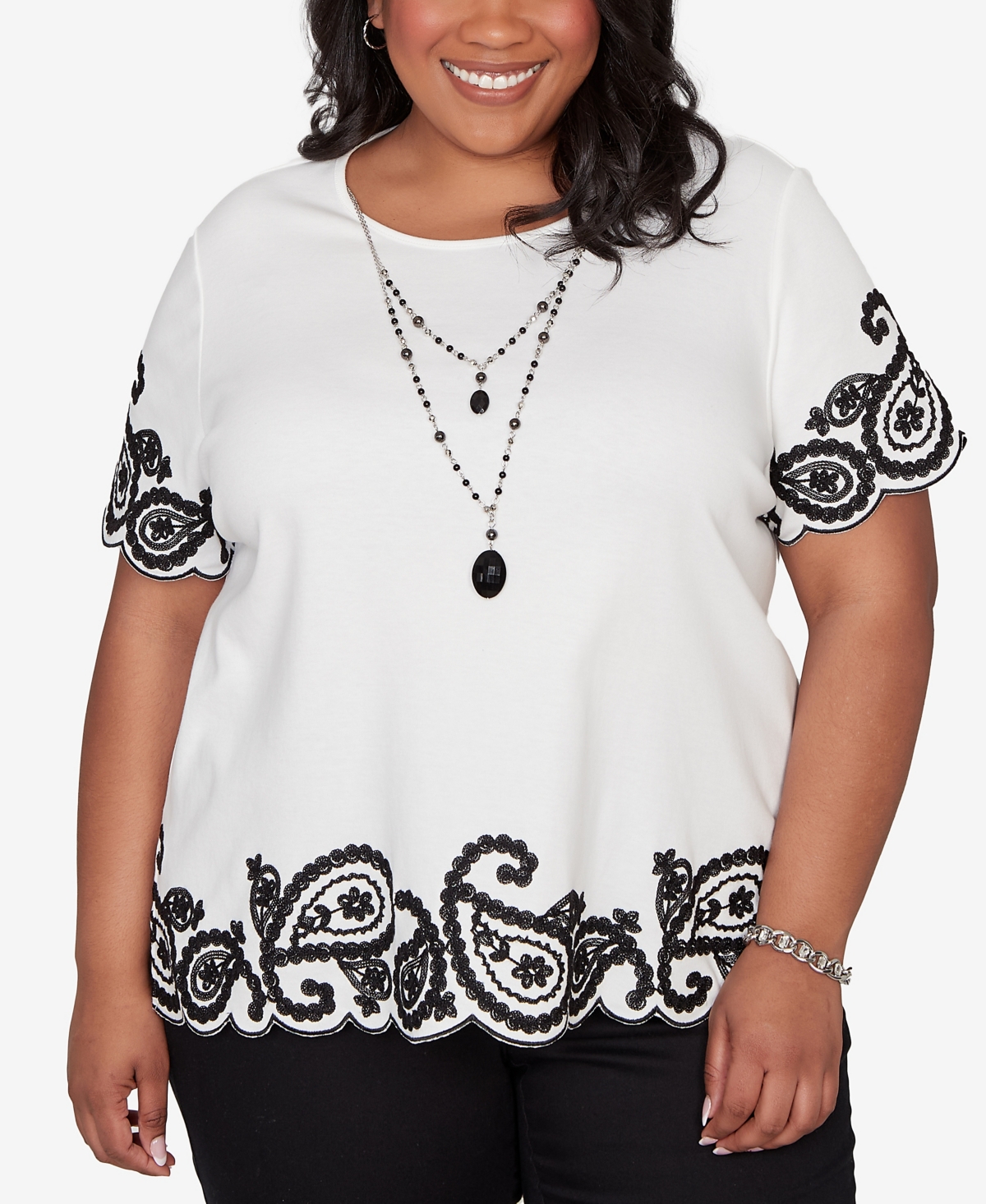 Click here for Alfred Dunner Plus Size Crowd Pleaser Paisley Bord... prices