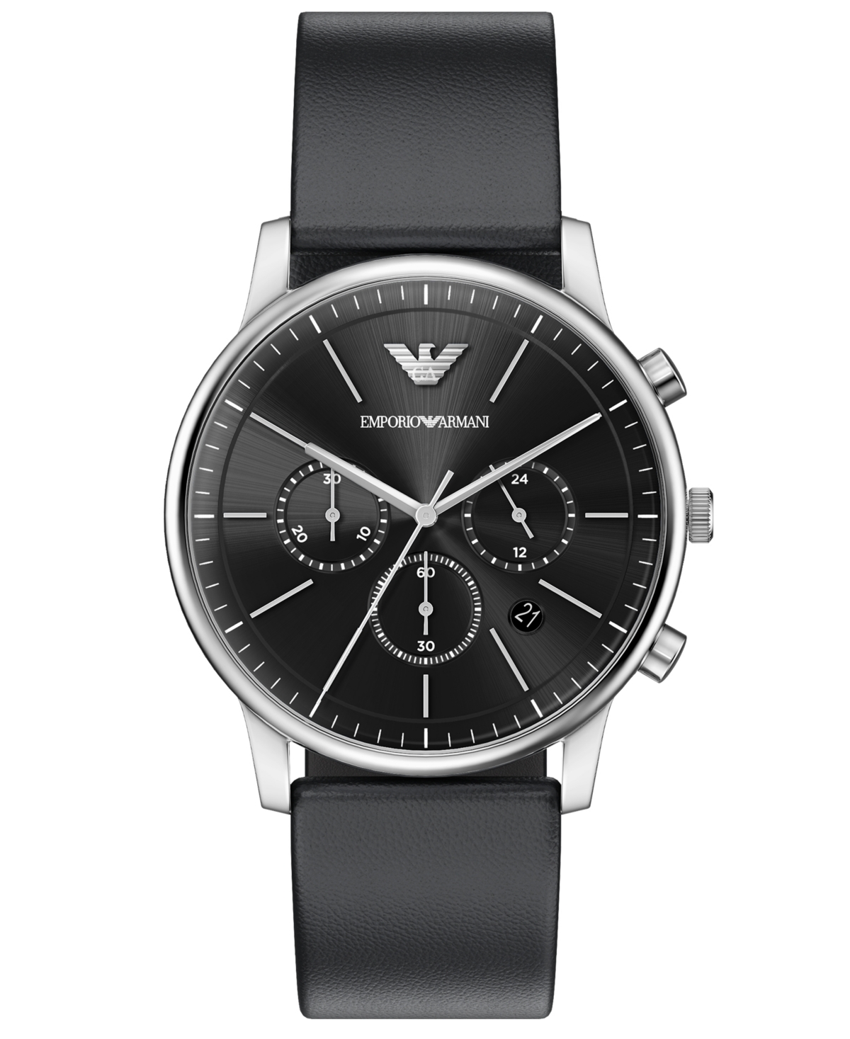 Click here for Emporio Armani Mens Quartz Chronograph Black Leath... prices