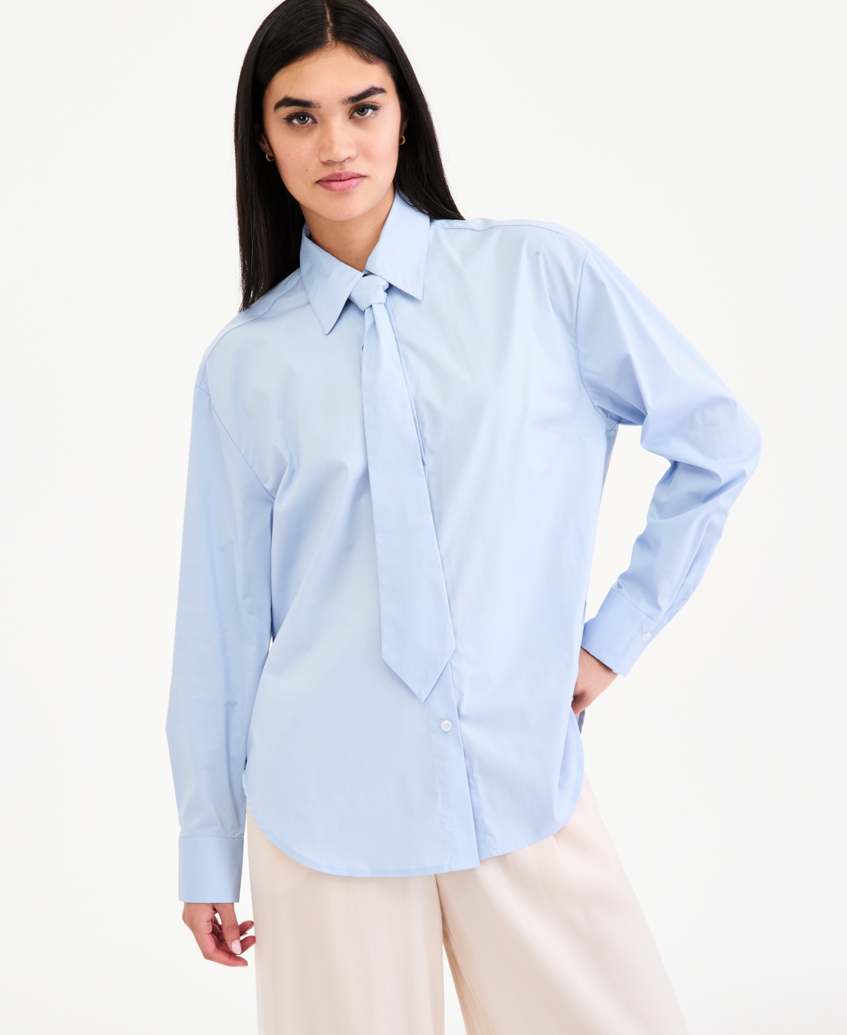 Click here for Bar Iii Womens Shirt & Tie  Macys Exclusive - Blue... prices