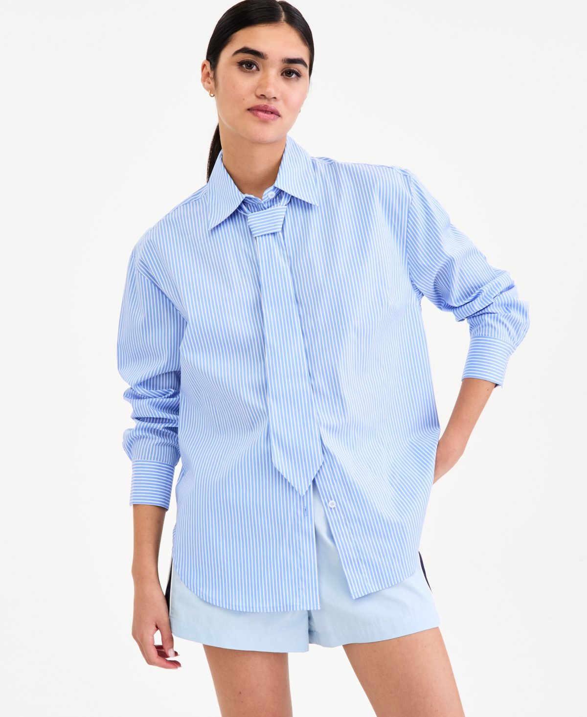 Click here for Bar Iii Womens Shirt & Tie  Macys Exclusive - Ligh... prices