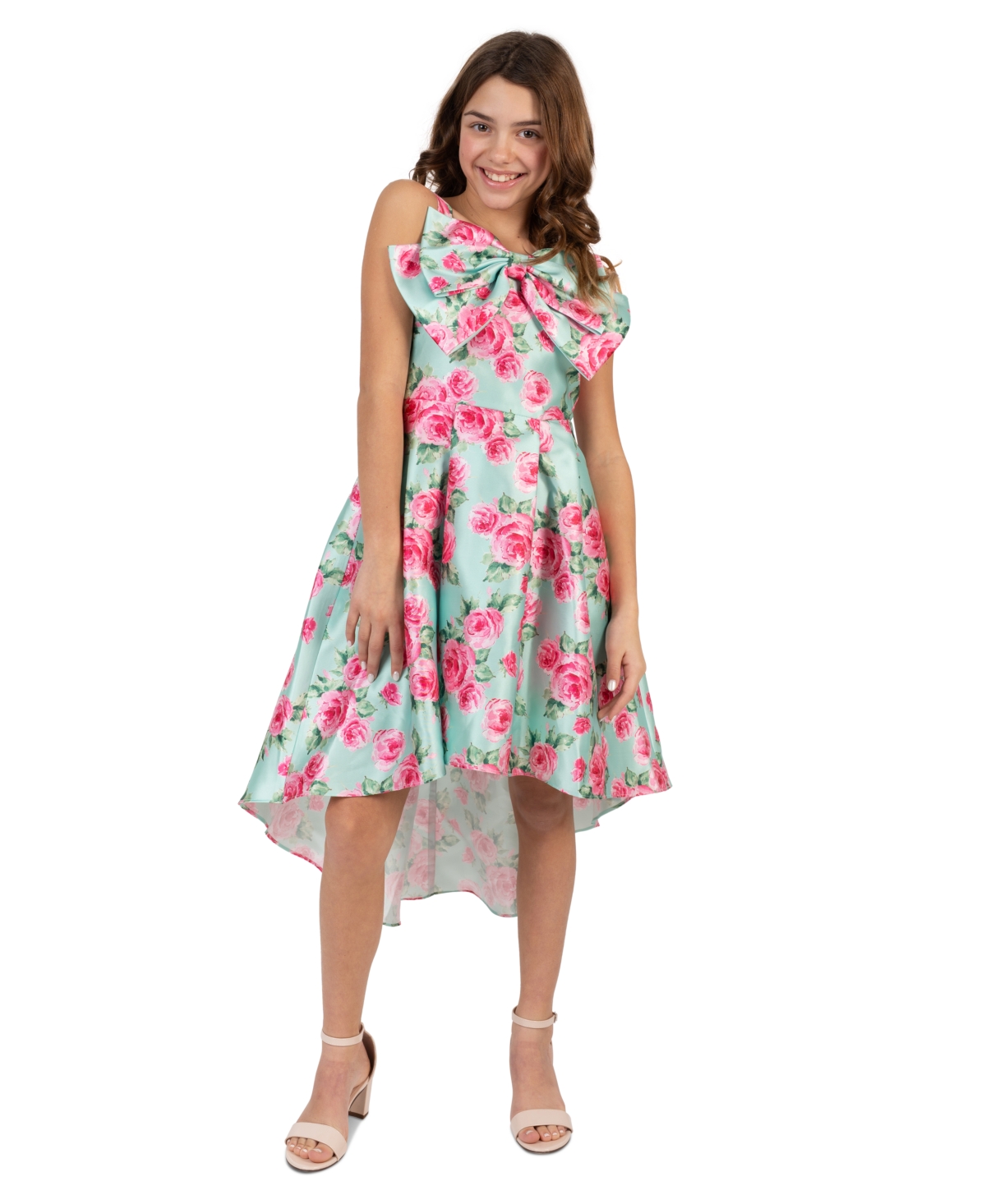 Click here for Rare Editions Girls 7-16 Floral Mikado Hi-Lo Bow D... prices