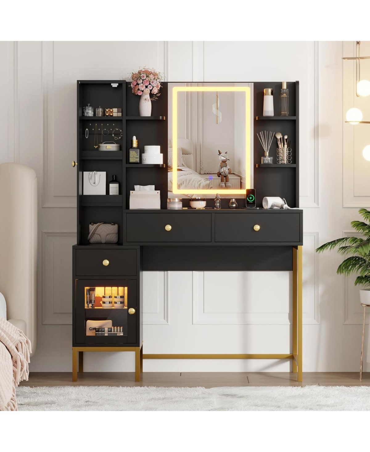 Click here for gaomon Makeup Vanity Desk with 3 Color Led Mirror... prices