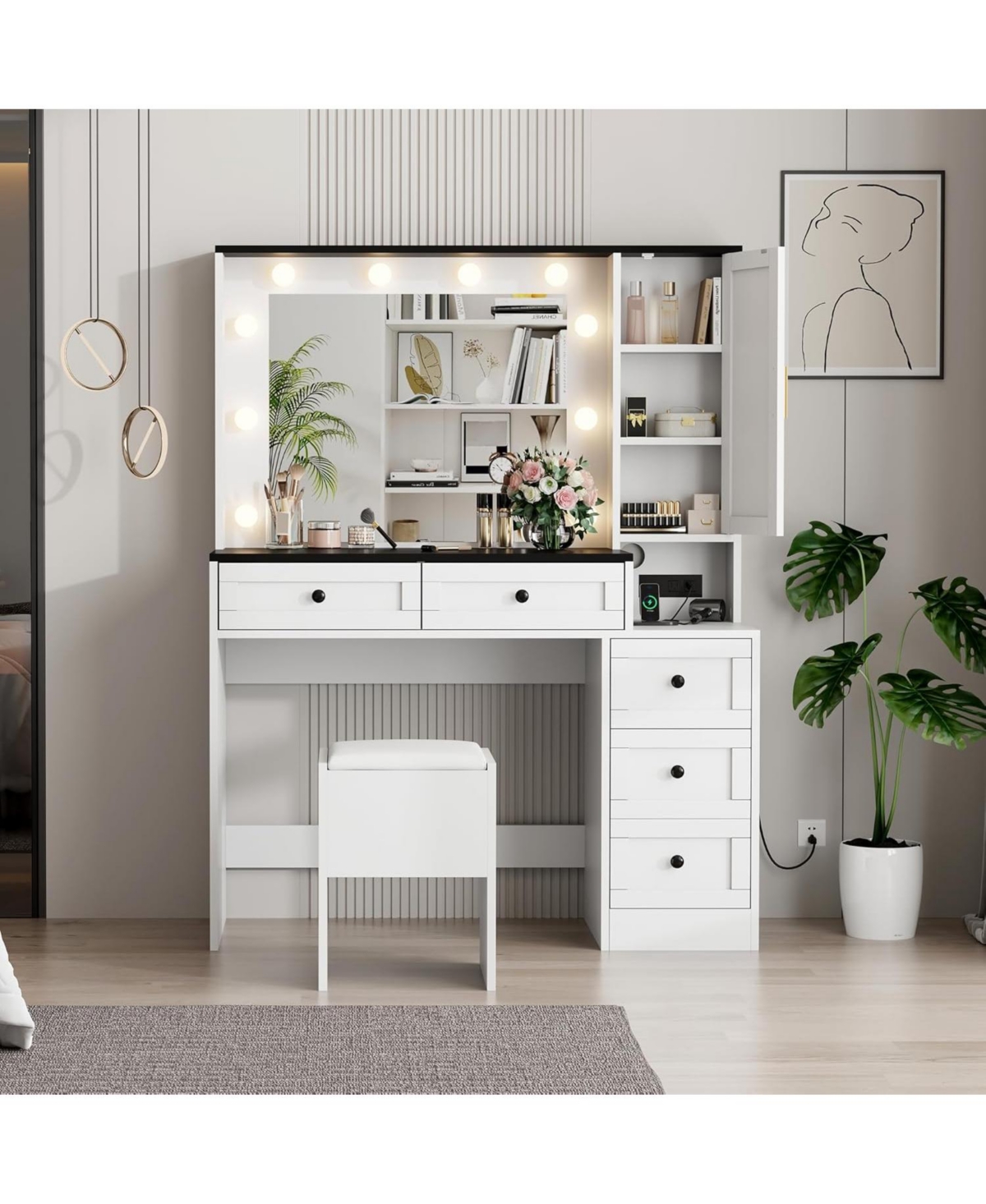 Click here for gaomon Makeup Vanity Set - Vanity Desk with Lighte... prices