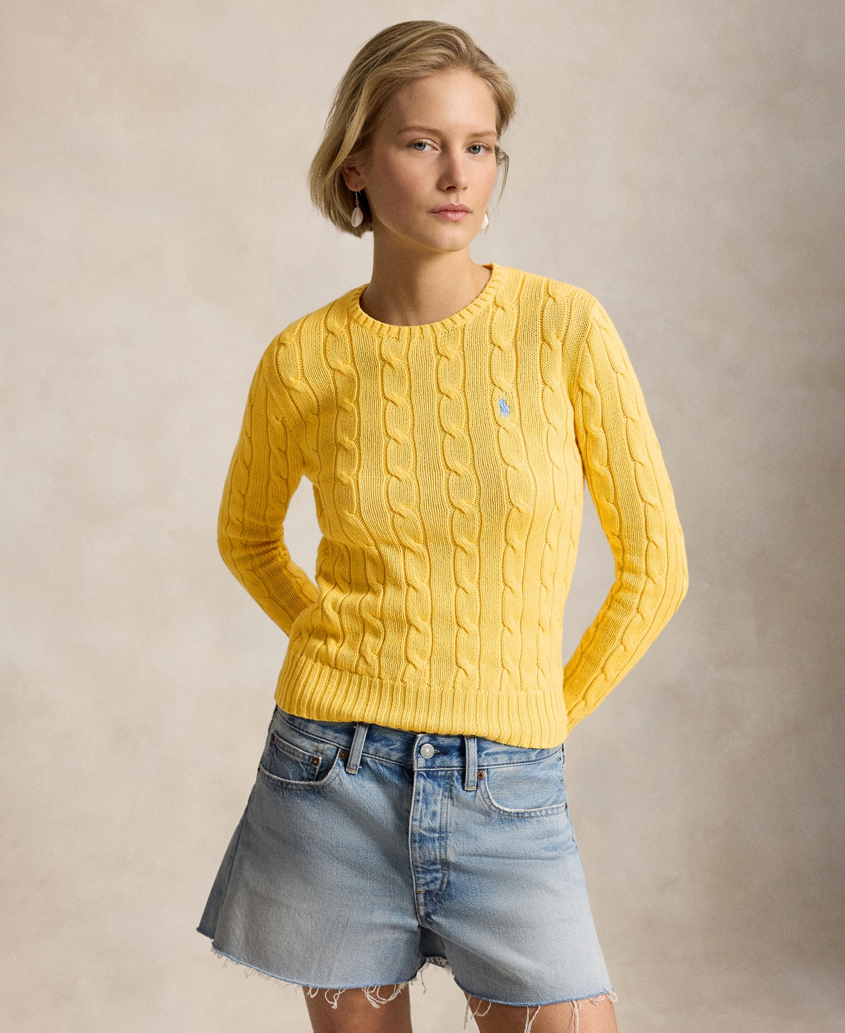 Click here for Polo Ralph Lauren Womens Cable-Knit Cotton Crewnec... prices