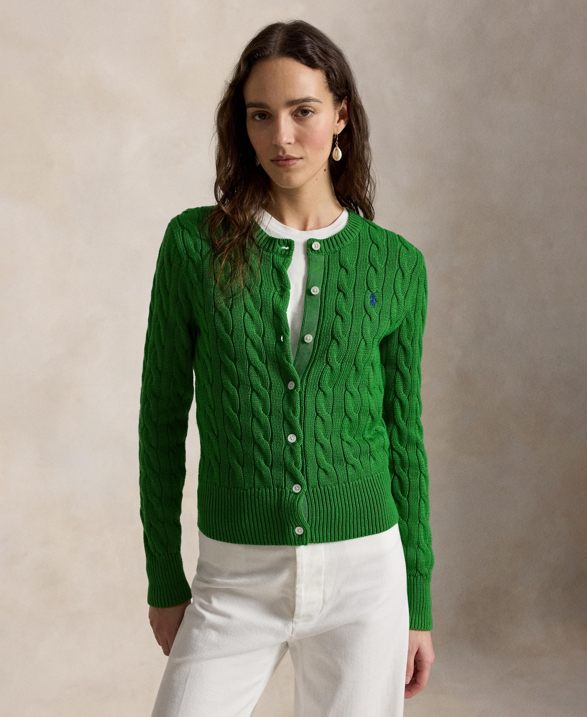 Click here for Polo Ralph Lauren Womens Cable-Knit Cotton Crewnec... prices